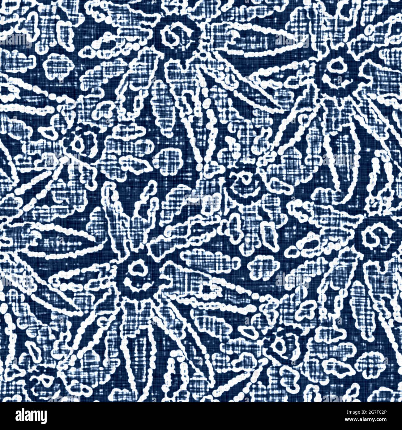 Acid wash blue jean effect texture with decorative linen floral motif ...