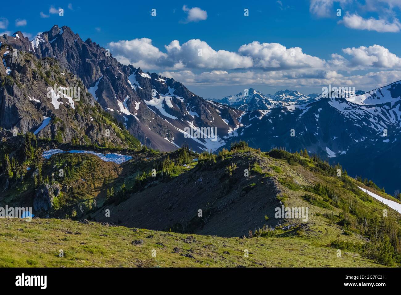 Stunning mountains rising above Marmot Pass in the Buckhorn Wilderness ...