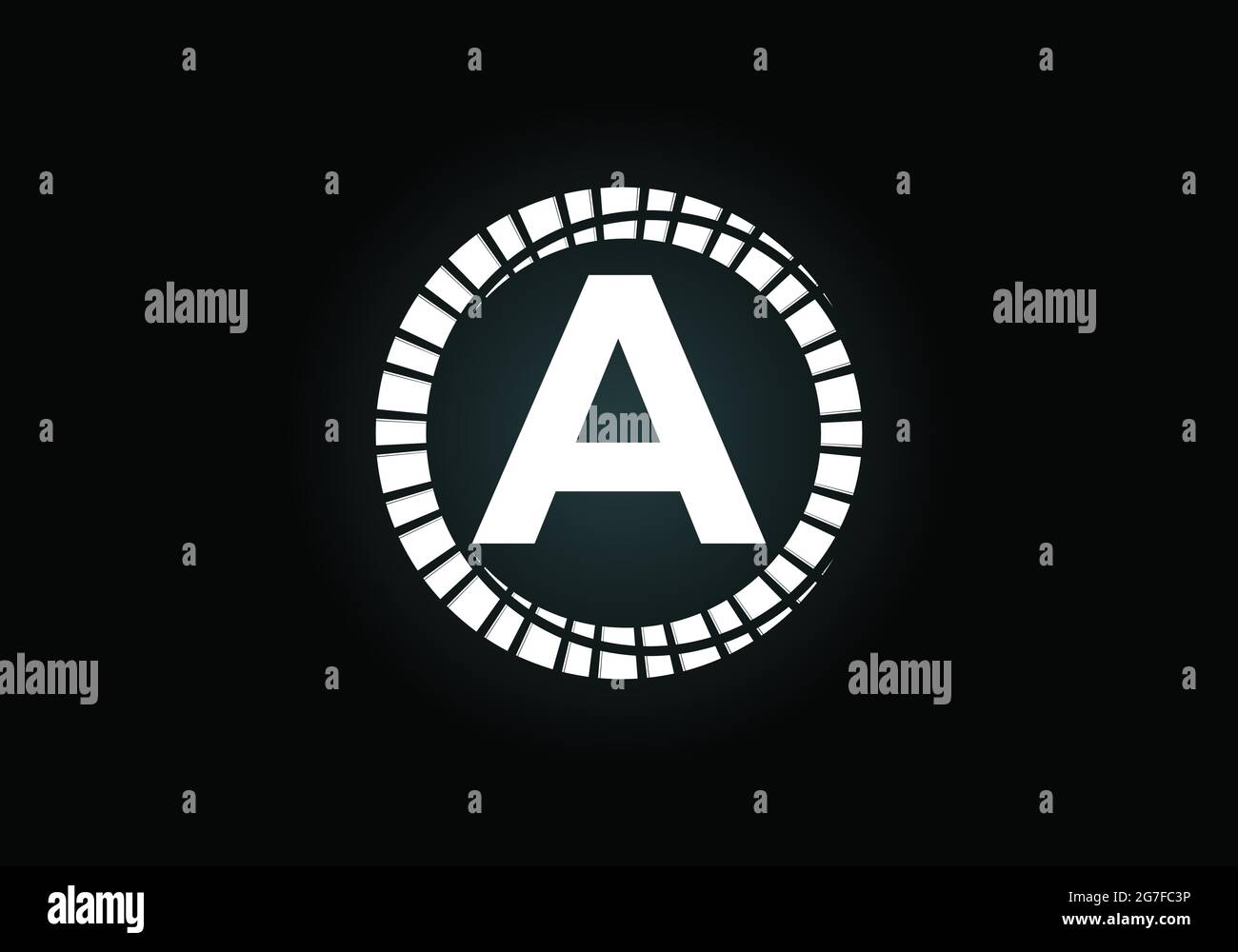 Initial A monogram letter alphabet in an abstract sunburst circle. Font ...