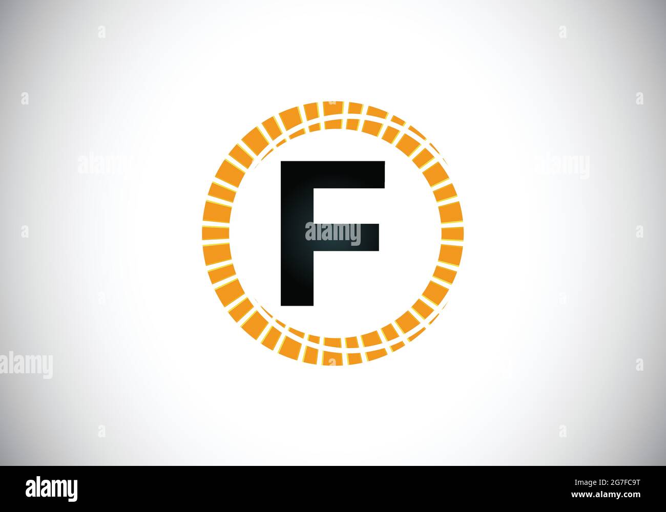 Initial F monogram letter alphabet in an abstract sunburst circle. Font ...