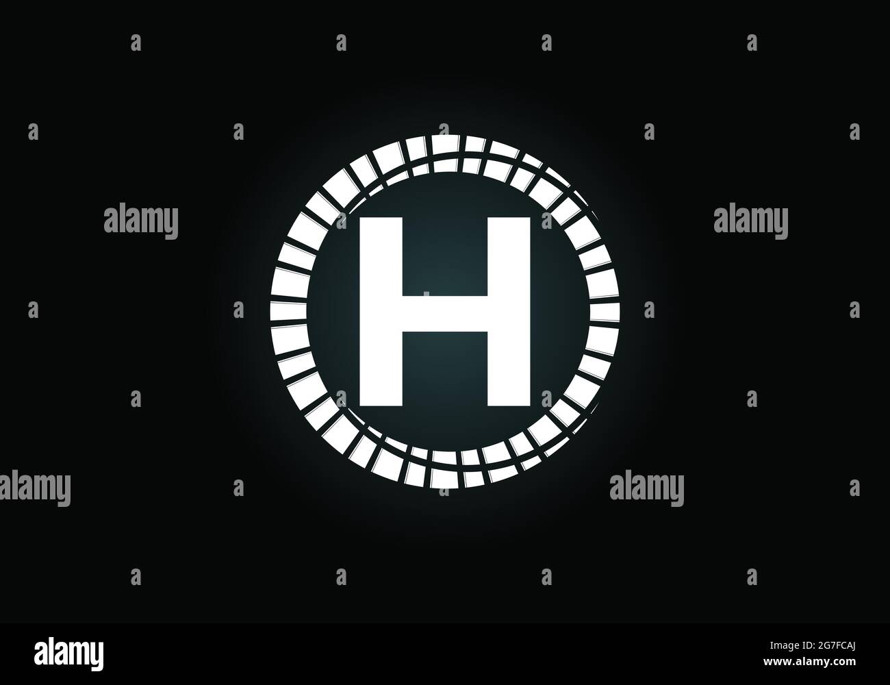Initial H monogram letter alphabet in an abstract sunburst circle. Font ...