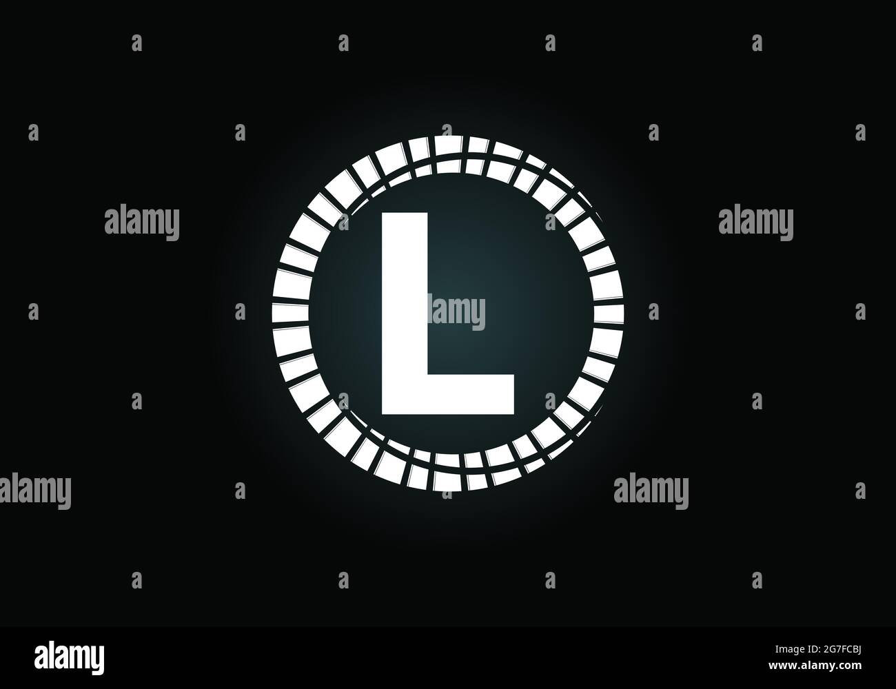 Initial L monogram letter alphabet in an abstract sunburst circle. Font ...