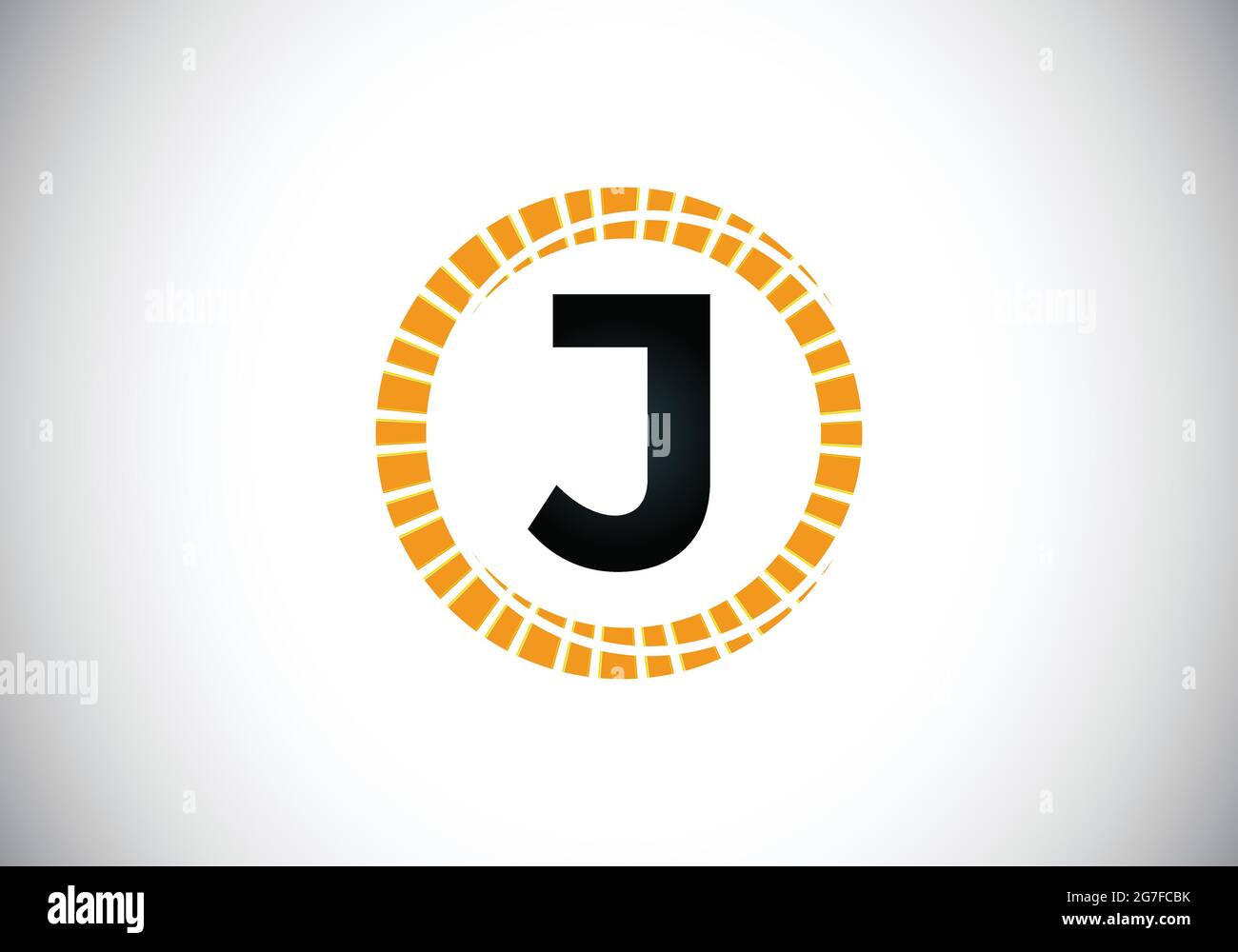 Initial J monogram letter alphabet in an abstract sunburst circle. Font ...