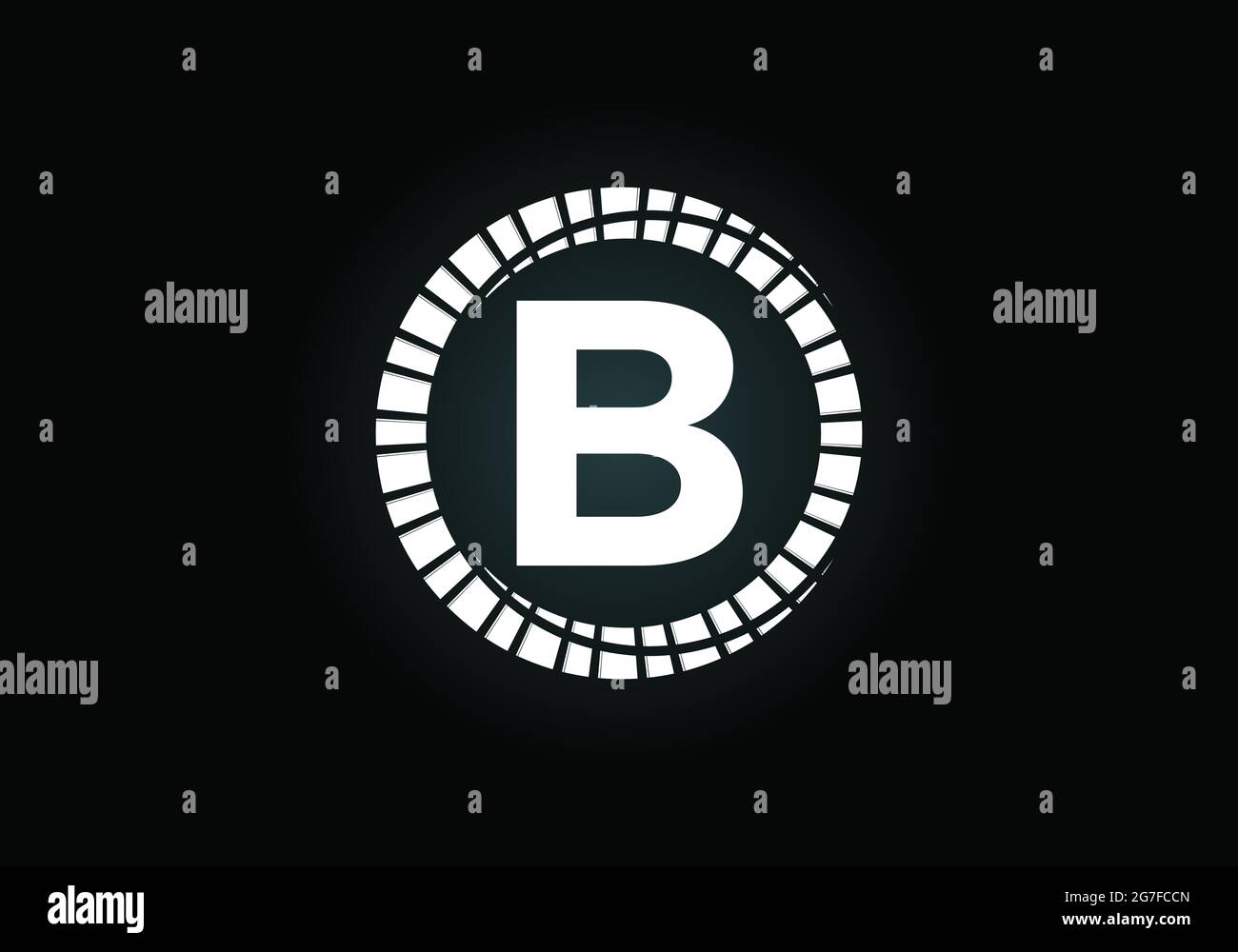 Initial B monogram letter alphabet in an abstract sunburst circle. Font ...
