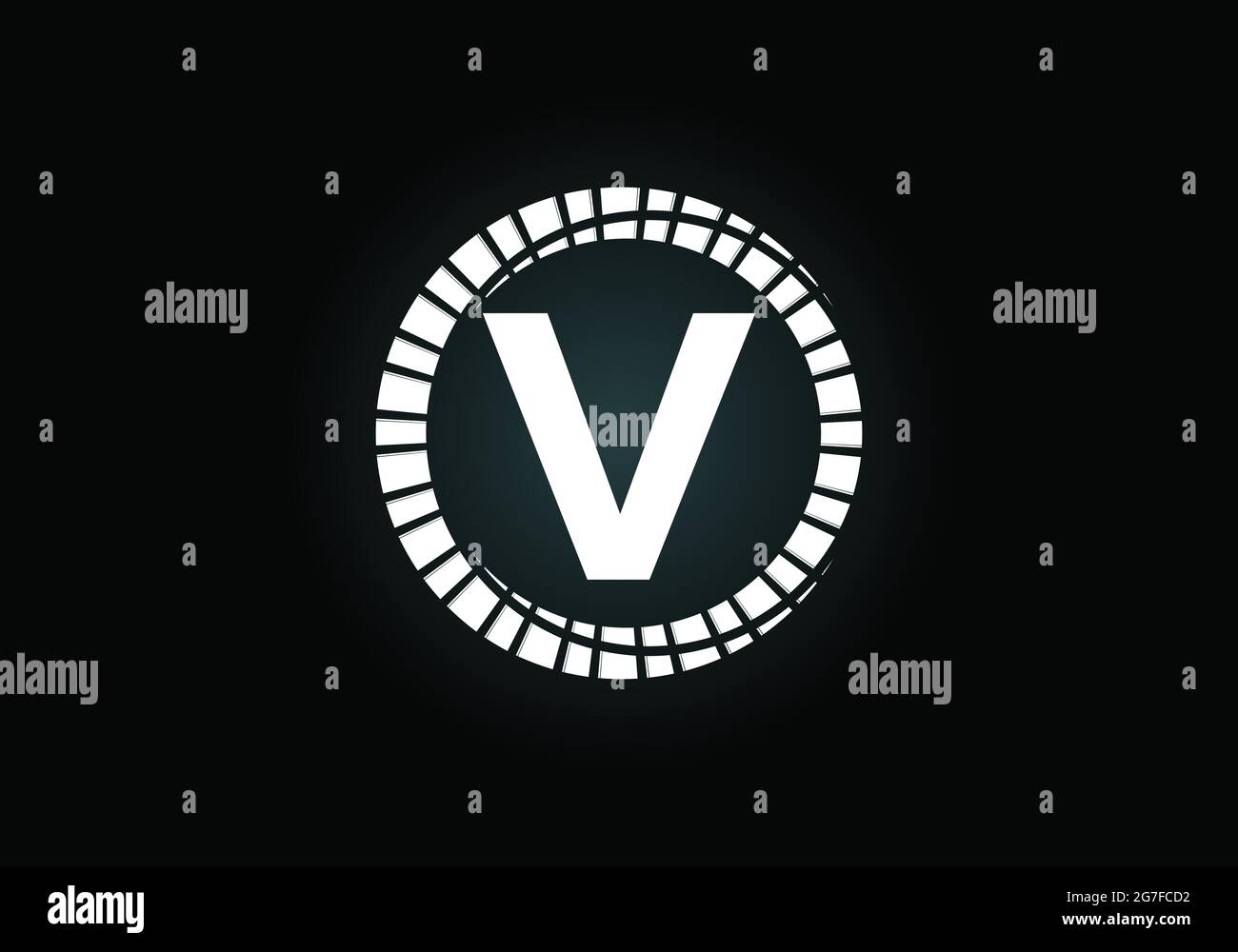 Initial V monogram letter alphabet in an abstract sunburst circle. Font ...