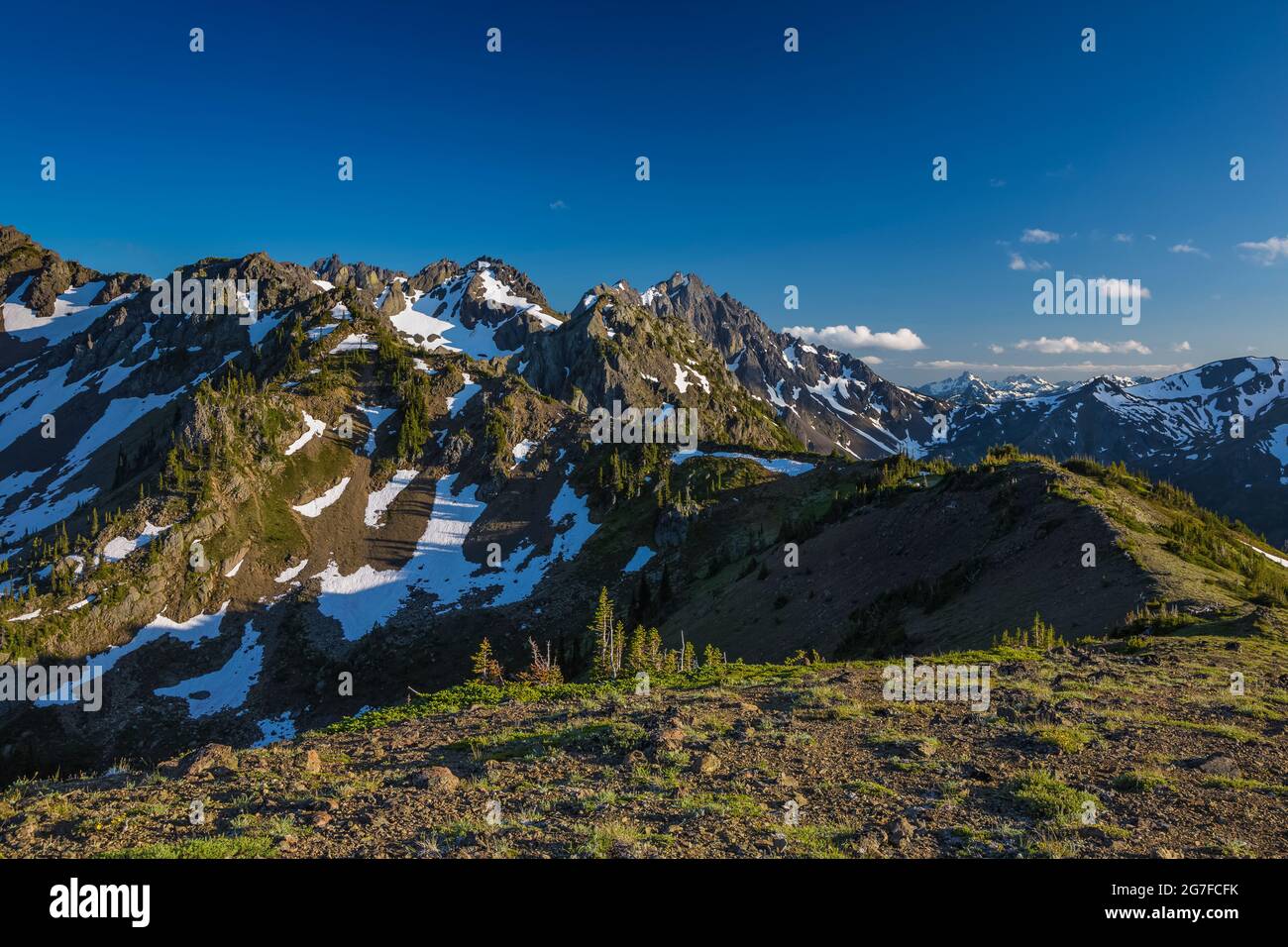 Stunning mountains rising above Marmot Pass in the Buckhorn Wilderness ...