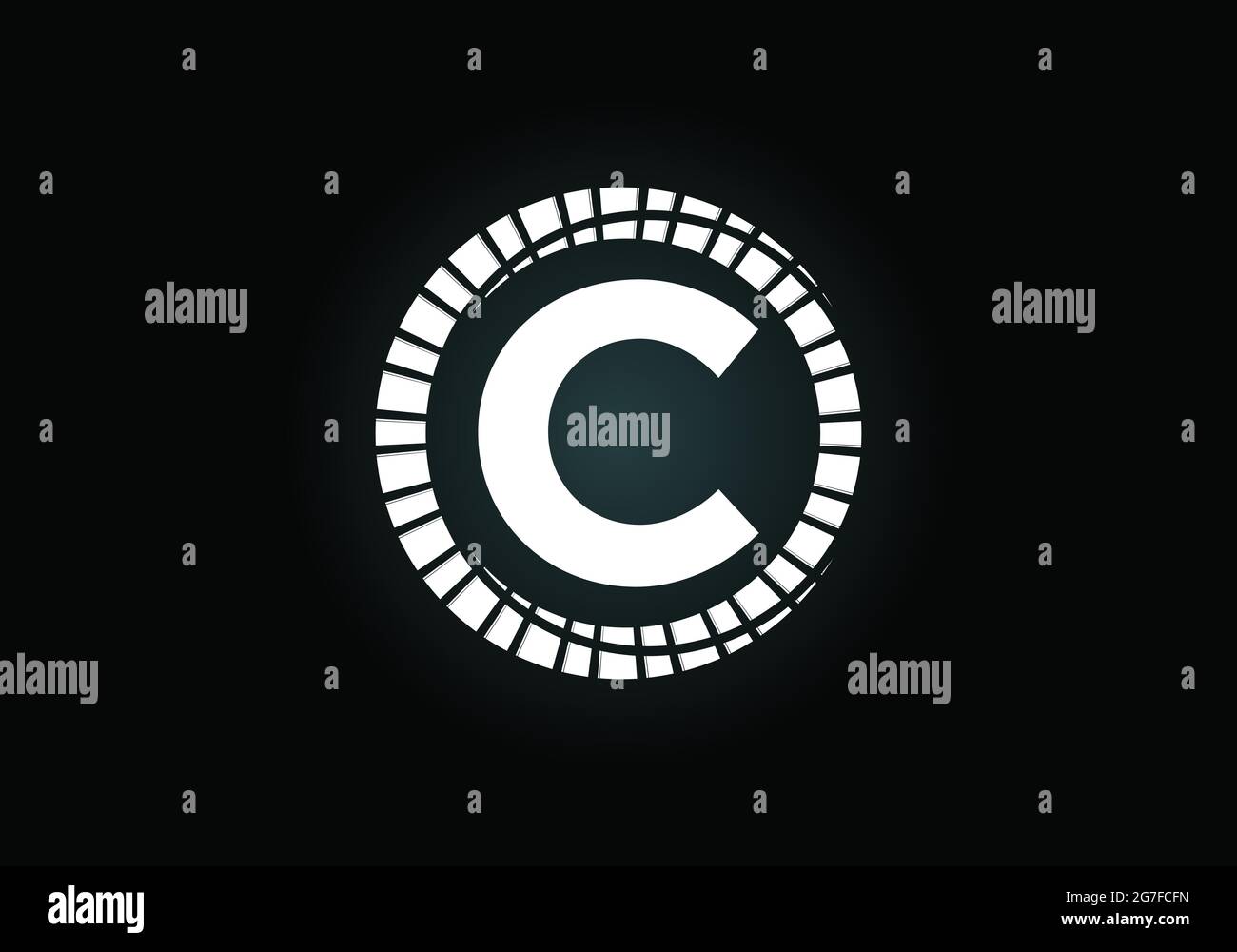 Initial C monogram letter alphabet in an abstract sunburst circle. Font ...