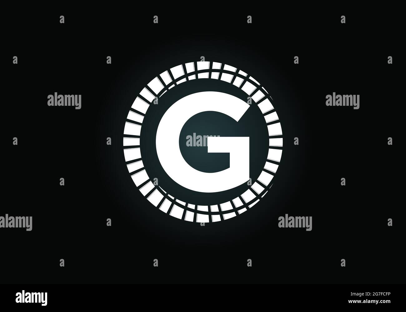 Initial G monogram letter alphabet in an abstract sunburst circle. Font ...