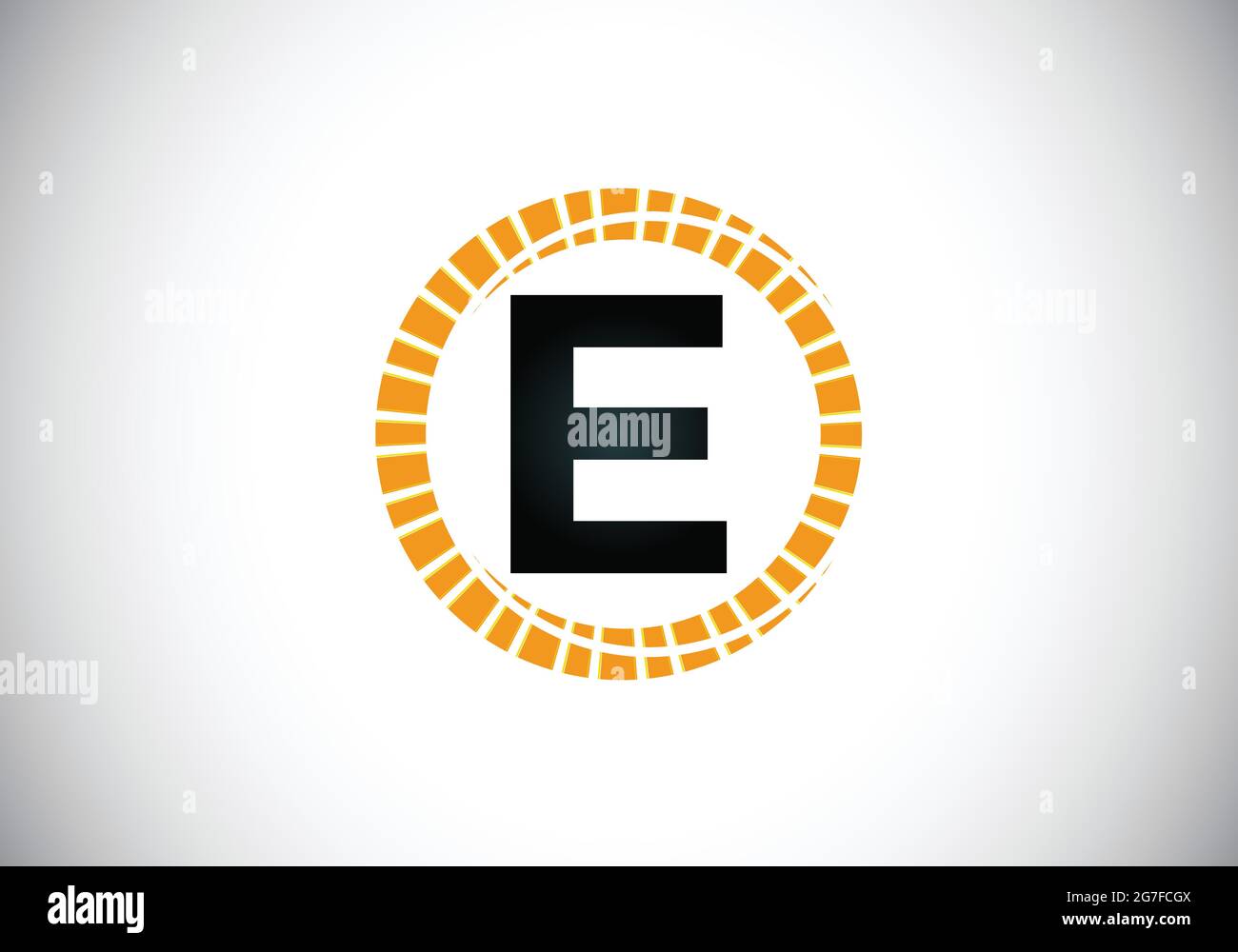 Initial E monogram letter alphabet in an abstract sunburst circle. Font ...