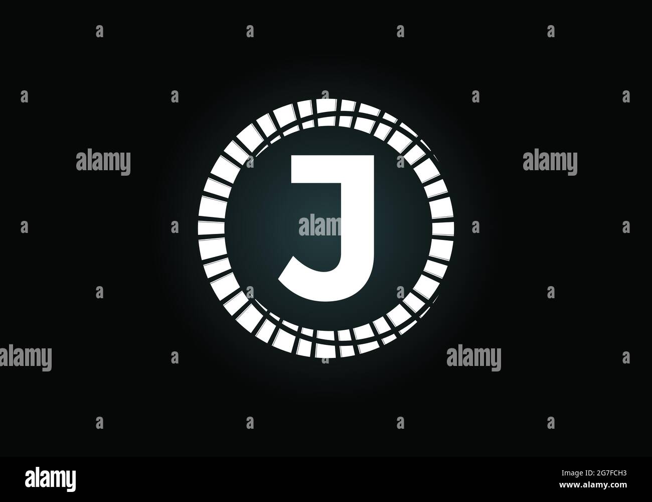 Initial J monogram letter alphabet in an abstract sunburst circle. Font ...