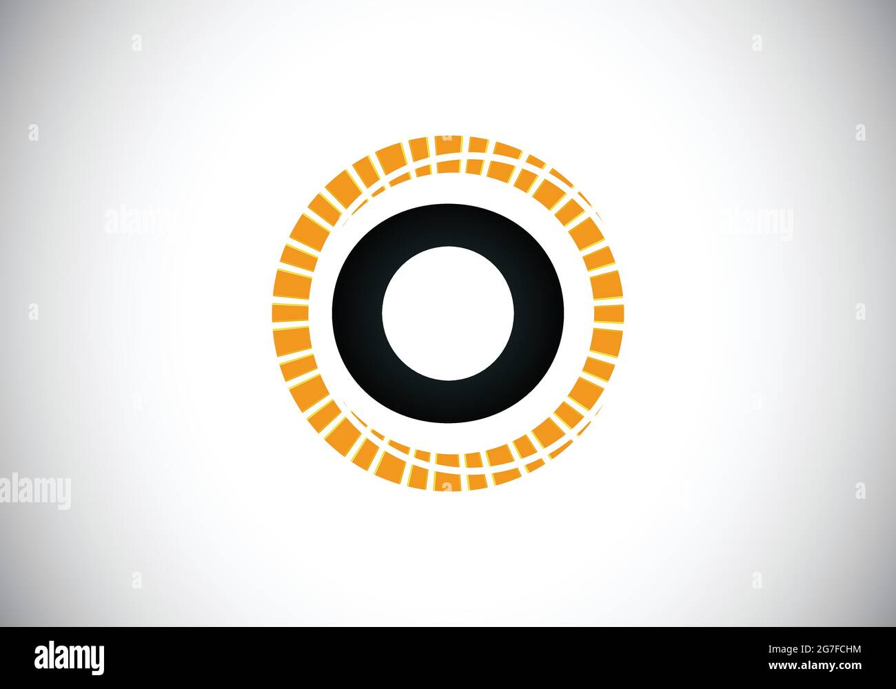 Initial O monogram letter alphabet in an abstract sunburst circle. Font ...