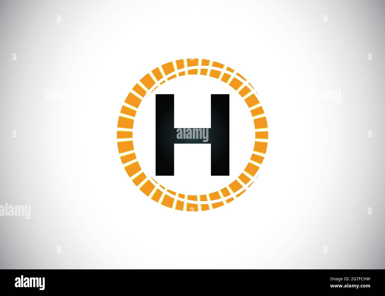 Initial H monogram letter alphabet in an abstract sunburst circle. Font ...