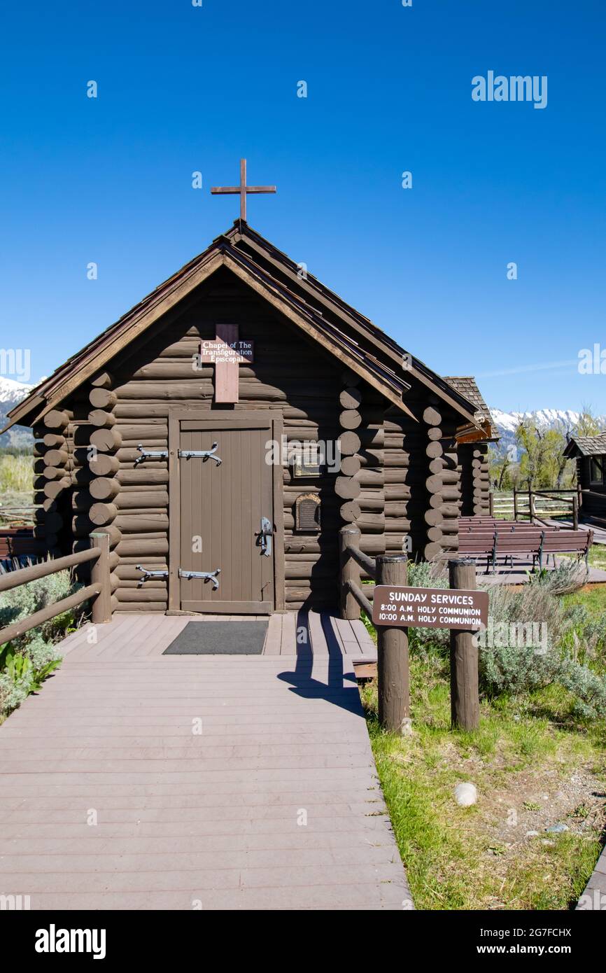 Chapel of the transfiguration Episcopal in Jackson Hole Wyoming in May ...