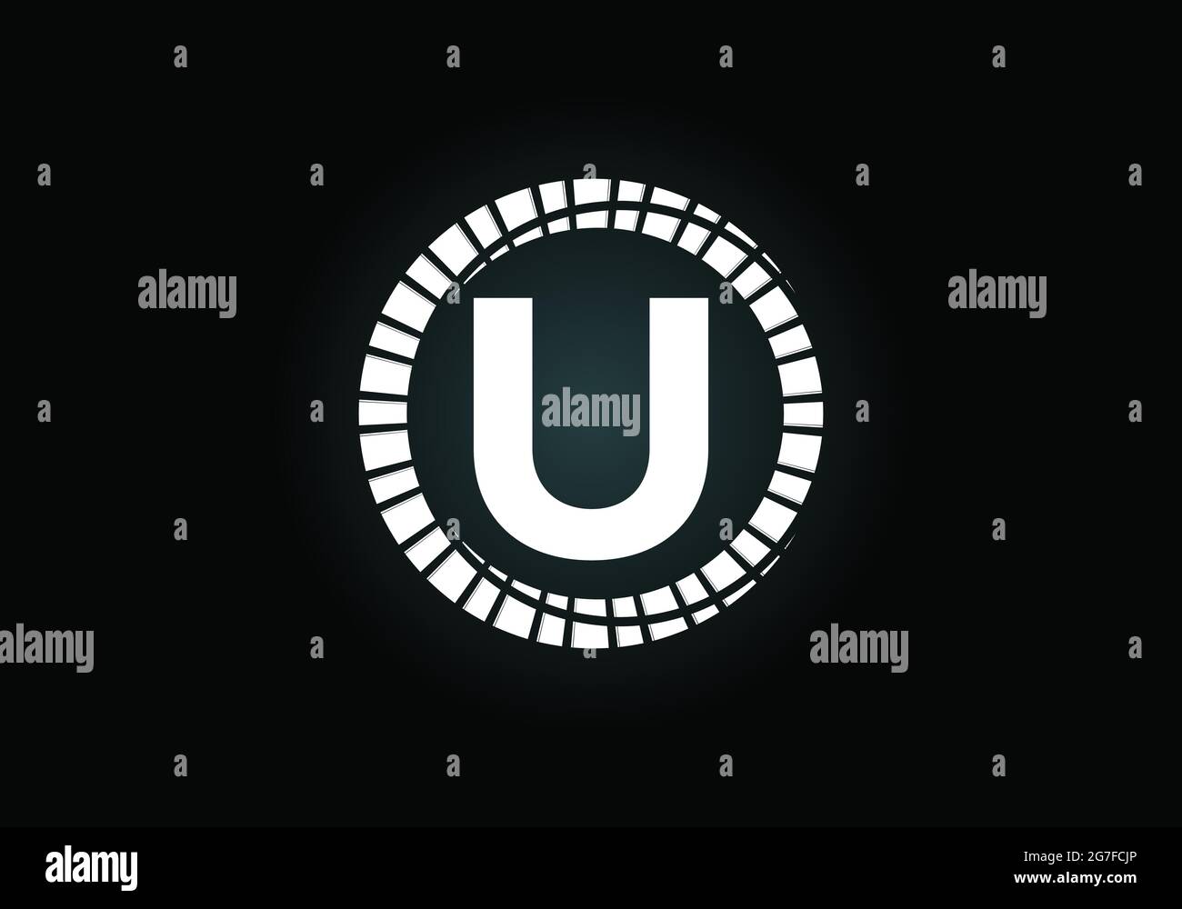 Initial U monogram letter alphabet in an abstract sunburst circle. Font ...