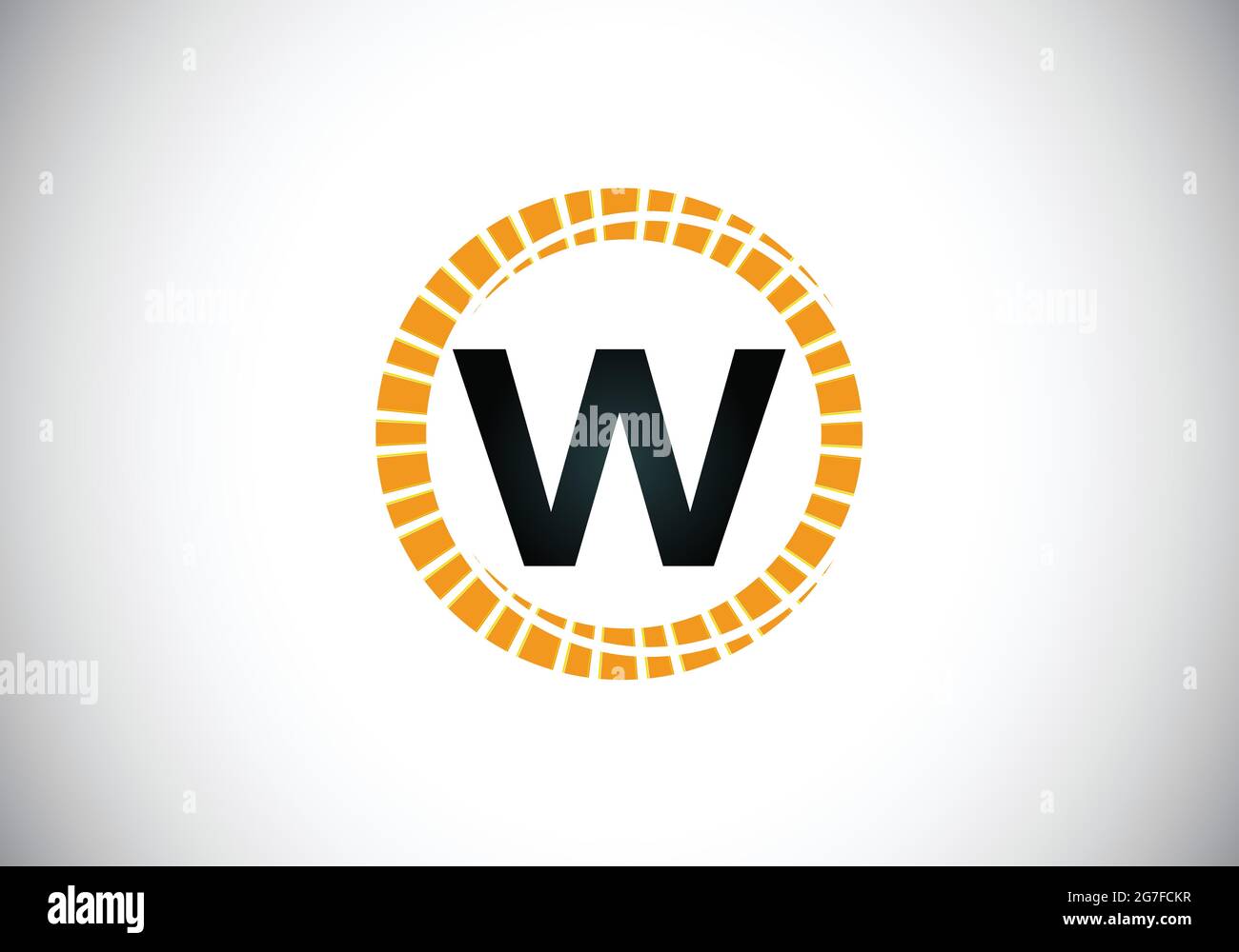 Initial W monogram letter alphabet in an abstract sunburst circle. Font ...