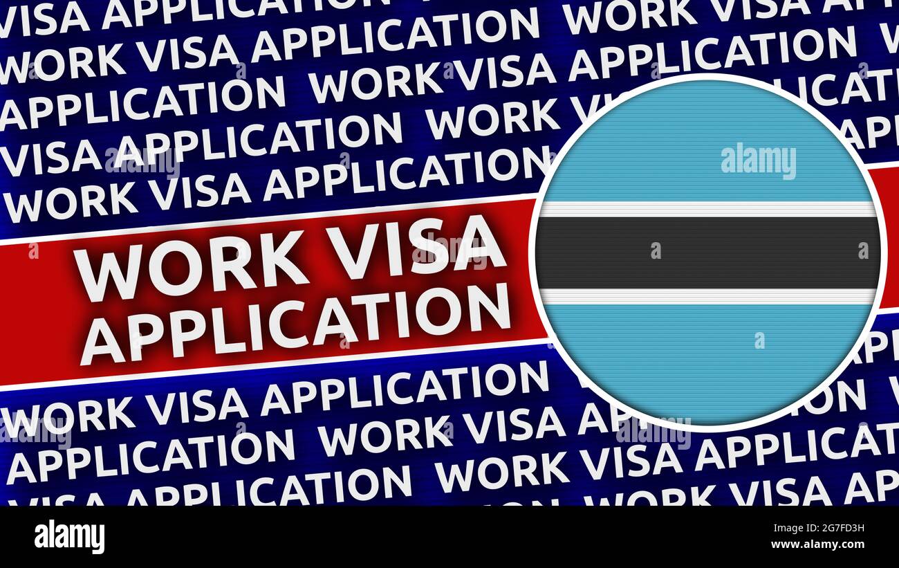Botswana Circular Flag with Work Visa Application Titles - 3D ...