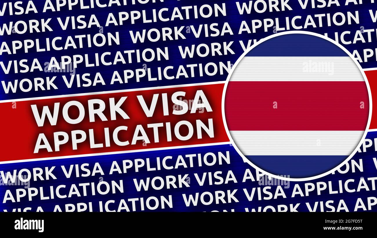 Costa Rica Circular Flag with Work Visa Application Titles - 3D ...