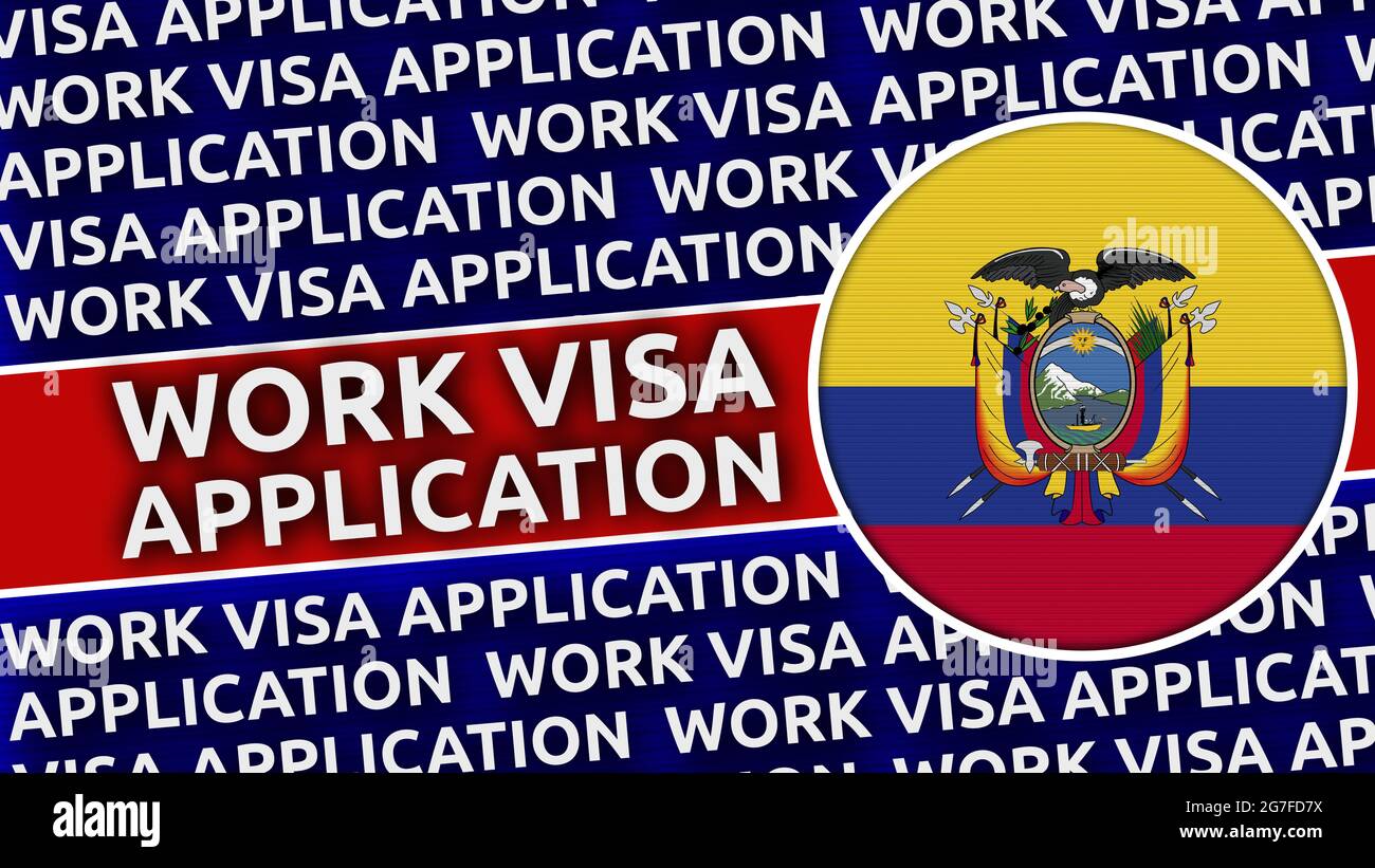Ecuador Circular Flag with Work Visa Application Titles - 3D ...