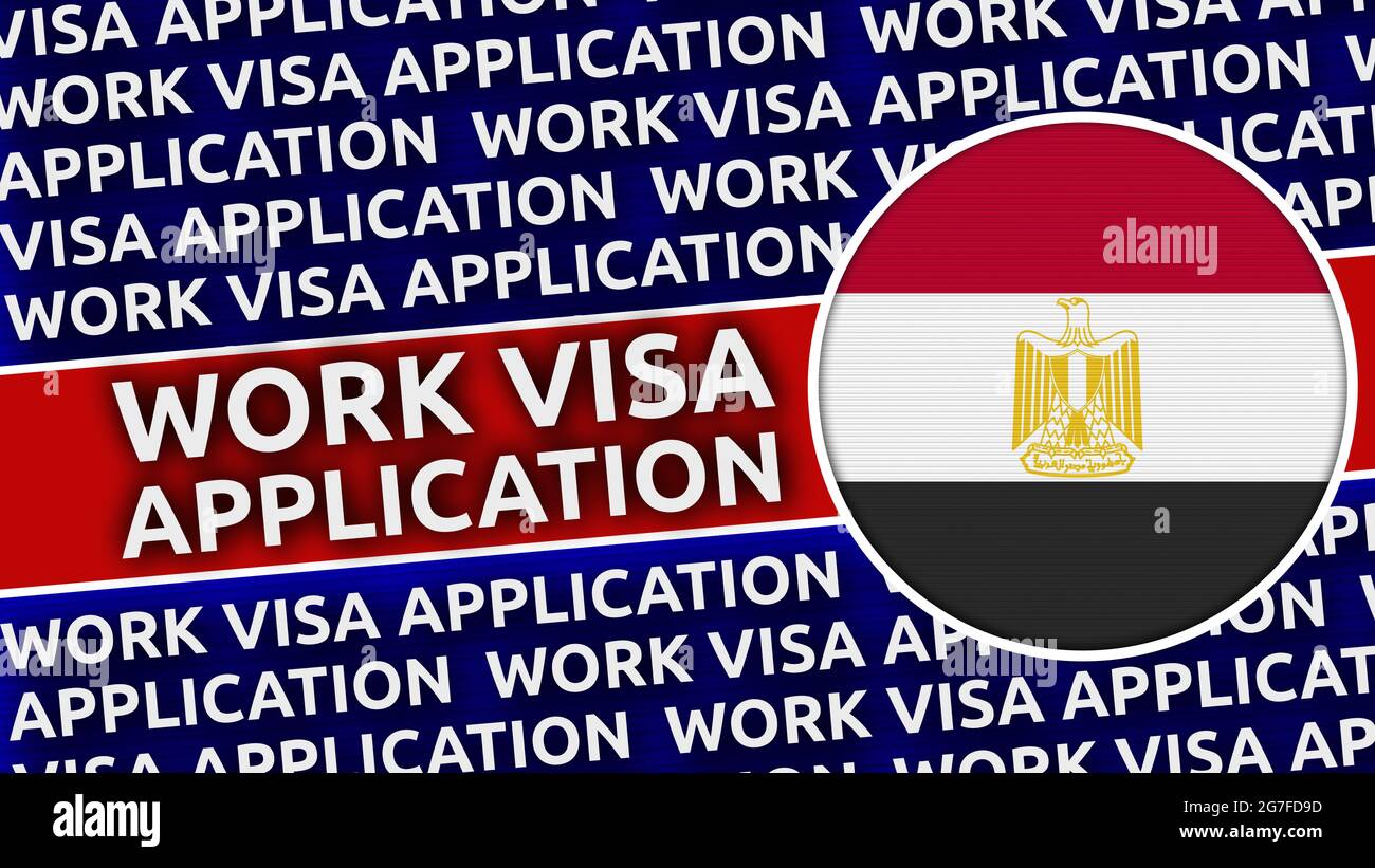 Egypt Circular Flag with Work Visa Application Titles - 3D Illustration ...