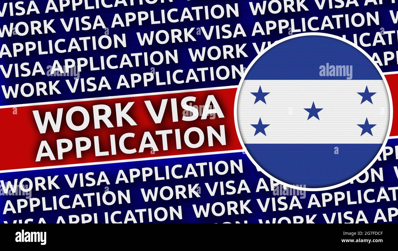 Honduras Circular Flag with Work Visa Application Titles - 3D ...