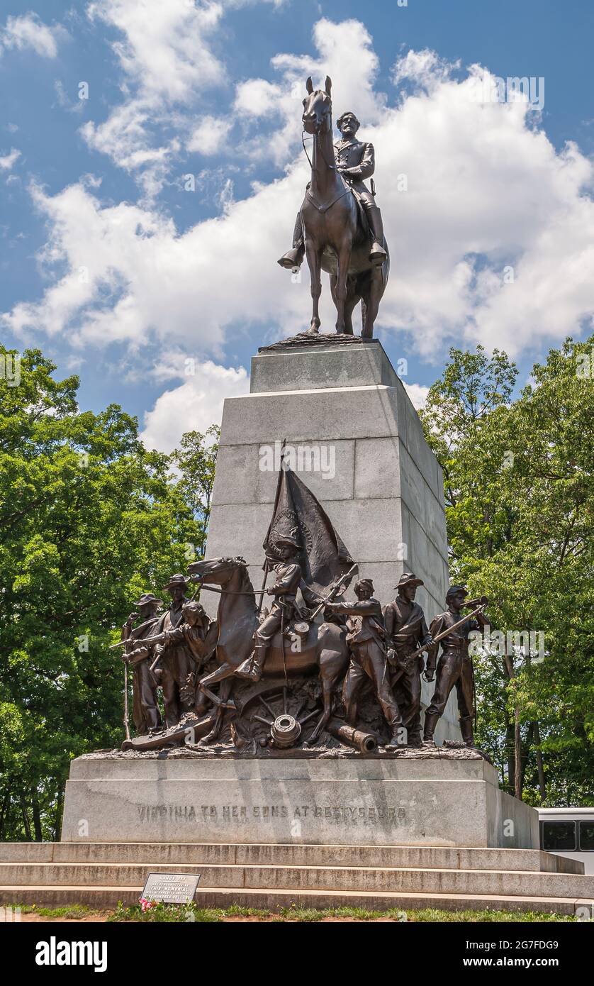 Gettysburg, PA, USA - June 14, 2008: Battlefield monuments. Virginia ...