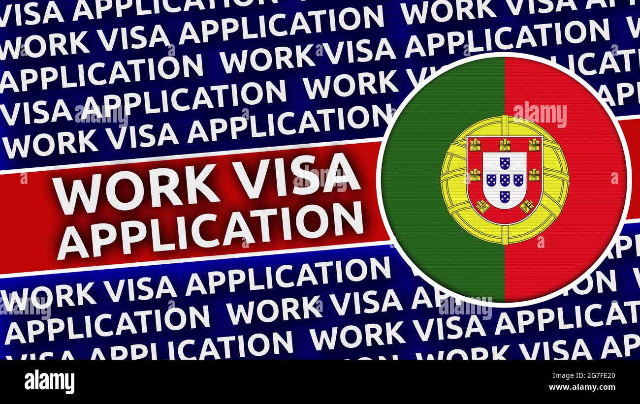 Portugal Circular Flag with Work Visa Application Titles - 3D ...
