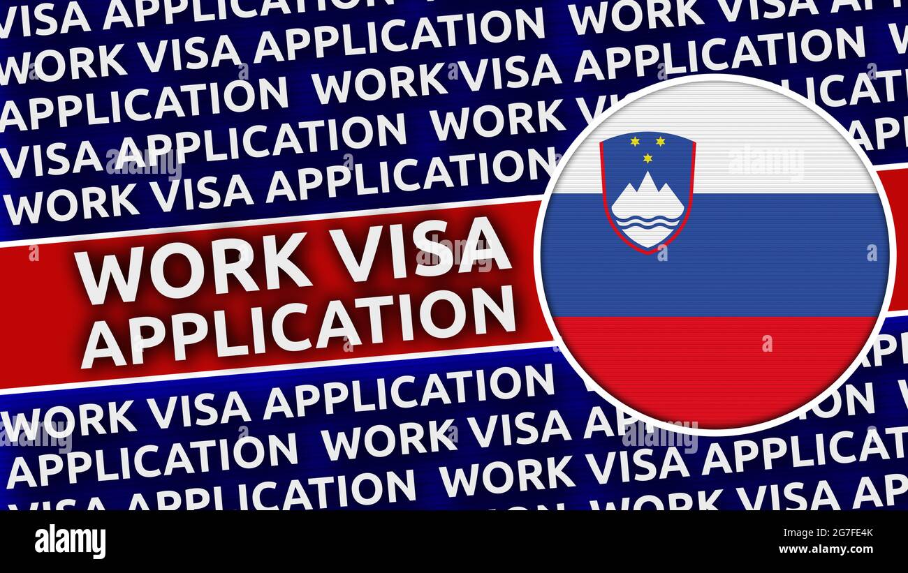 Slovenia Circular Flag with Work Visa Application Titles - 3D ...