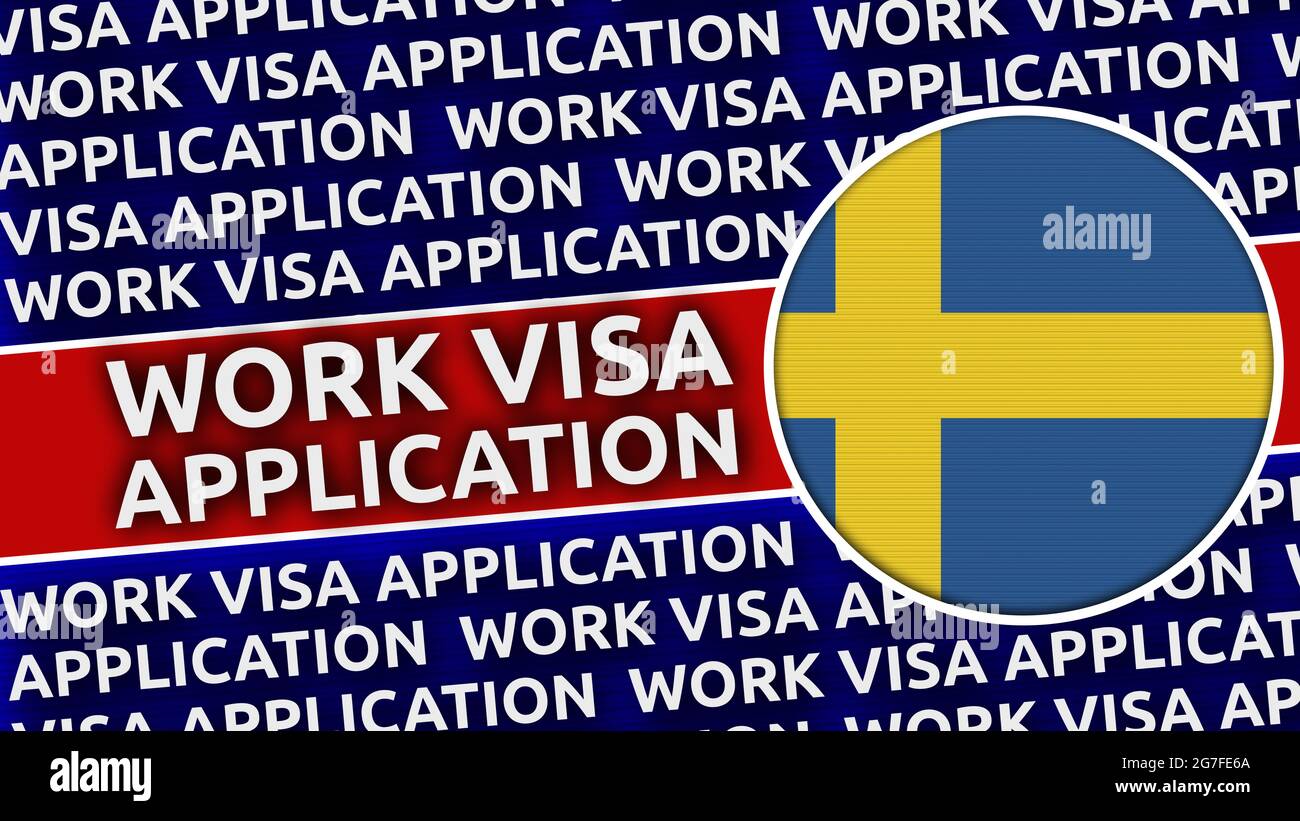 Sweden Circular Flag with Work Visa Application Titles - 3D ...