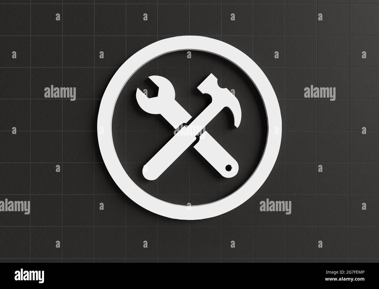 Wrench and hammer white 3D icon for craft maintenance or repairservice ...