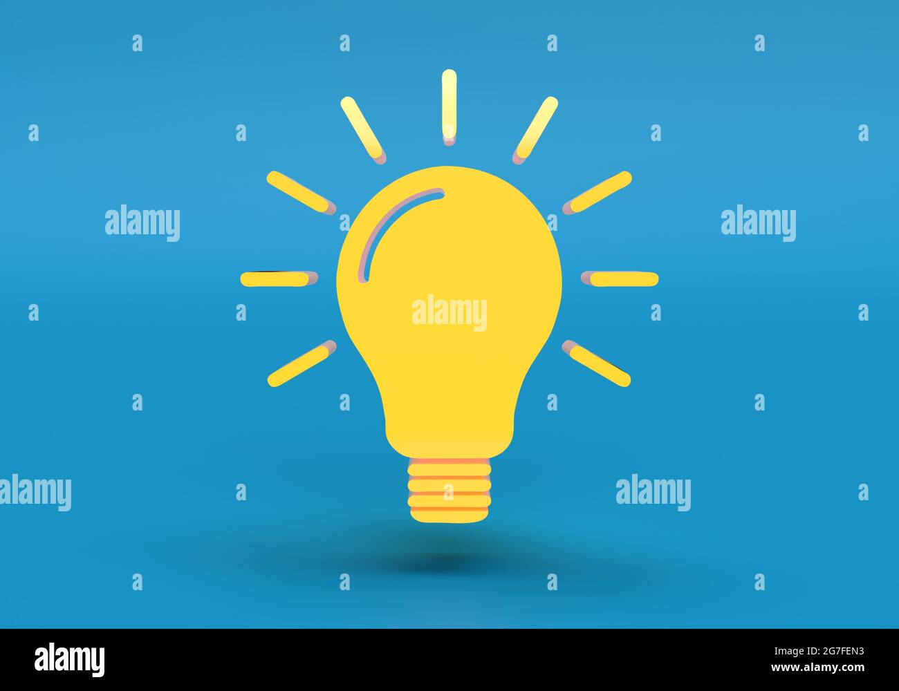 Yellow lightbulb 3D icon for ideas and creativity symbol with blue ...