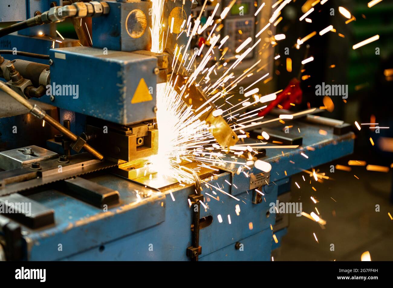 Automatic welding machine in operation, many bright sparks Stock Photo ...