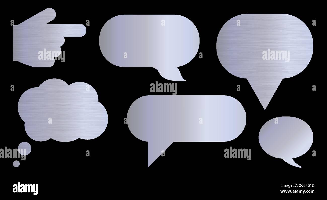 Metal speech bubbles. Empty metal textured text boxes, speech bubbles ... Metal speech bubbles. Empty metal textured text boxes, speech bubbles ...