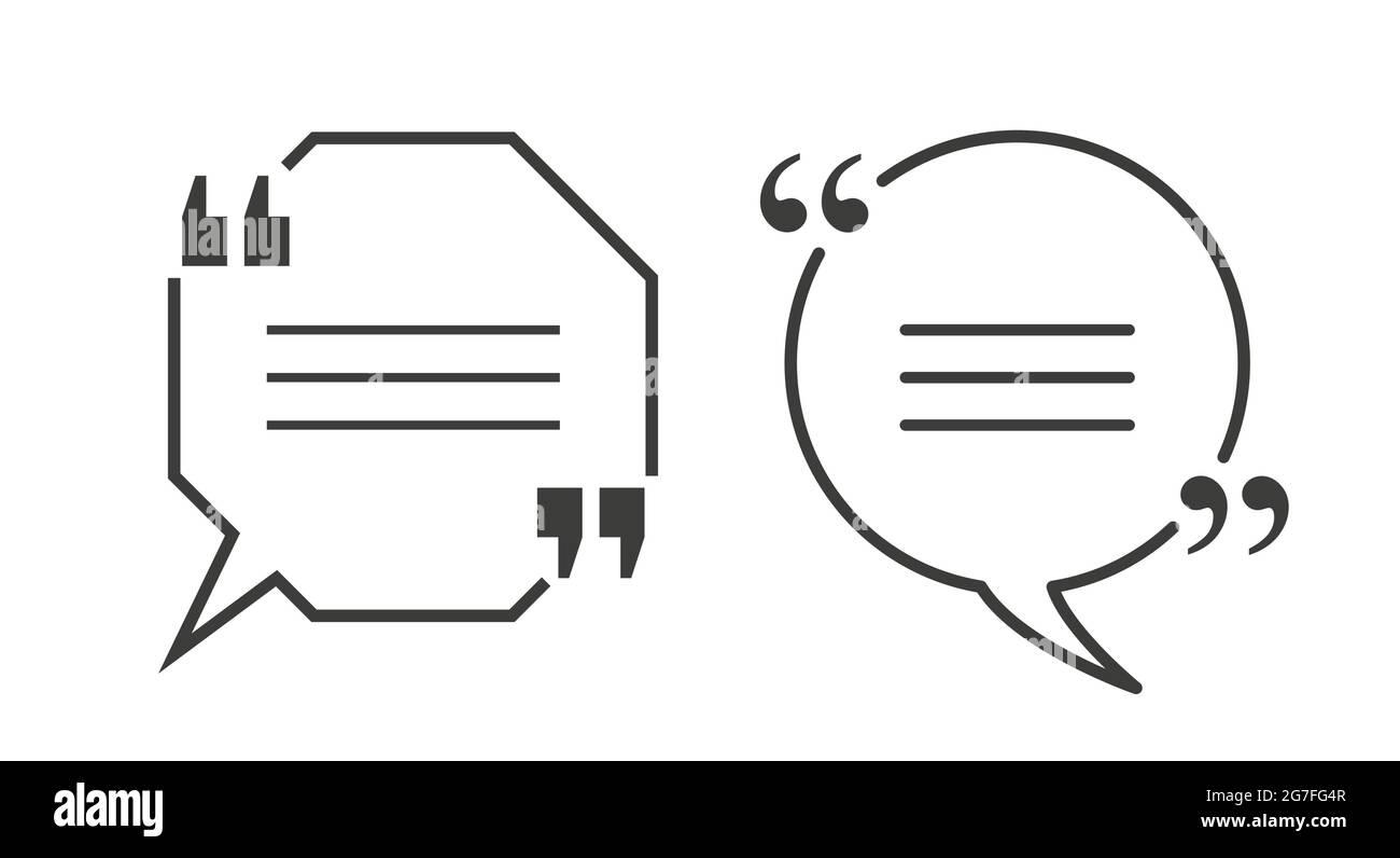 Hexagonal and round quote icons. Empty text boxes, speech bubbles or ...