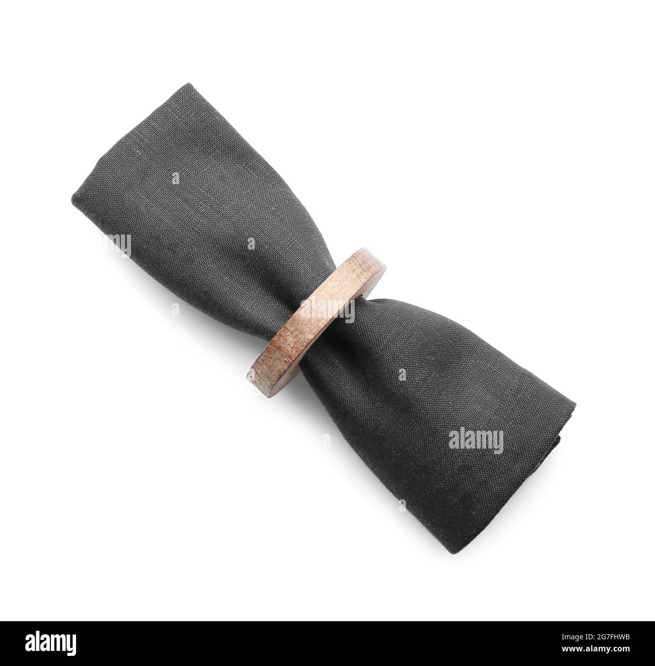 Fabric napkin with ring on white background Stock Photo - Alamy