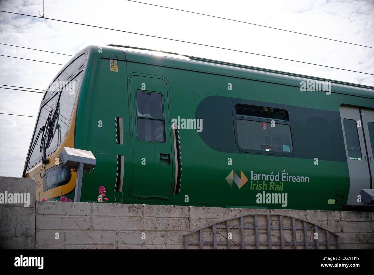 GREYSTONES, IRELAND - Jun 07, 2021: Low angle shot of an intercity ...