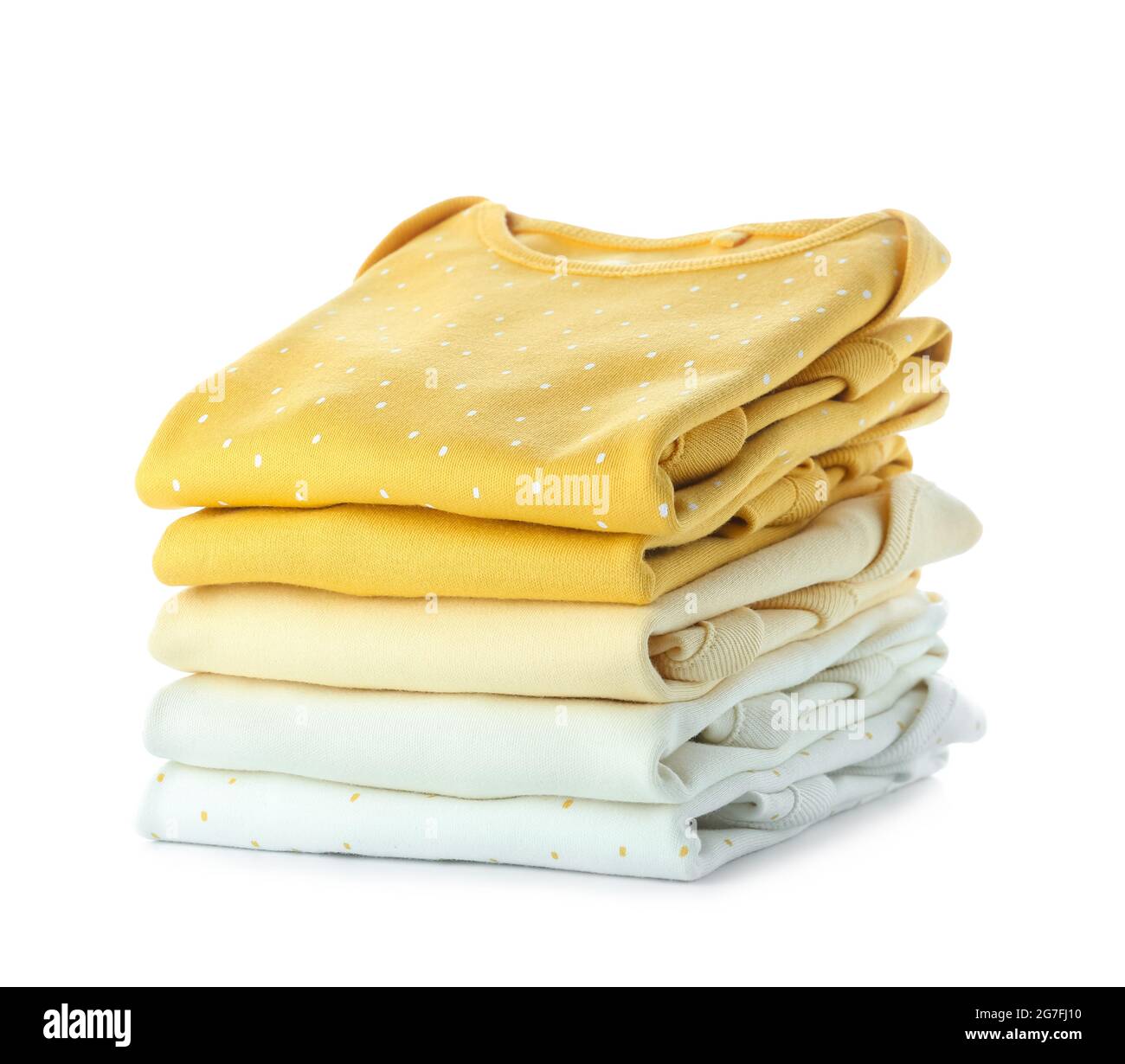 Stack of baby clothes on white background Stock Photo - Alamy