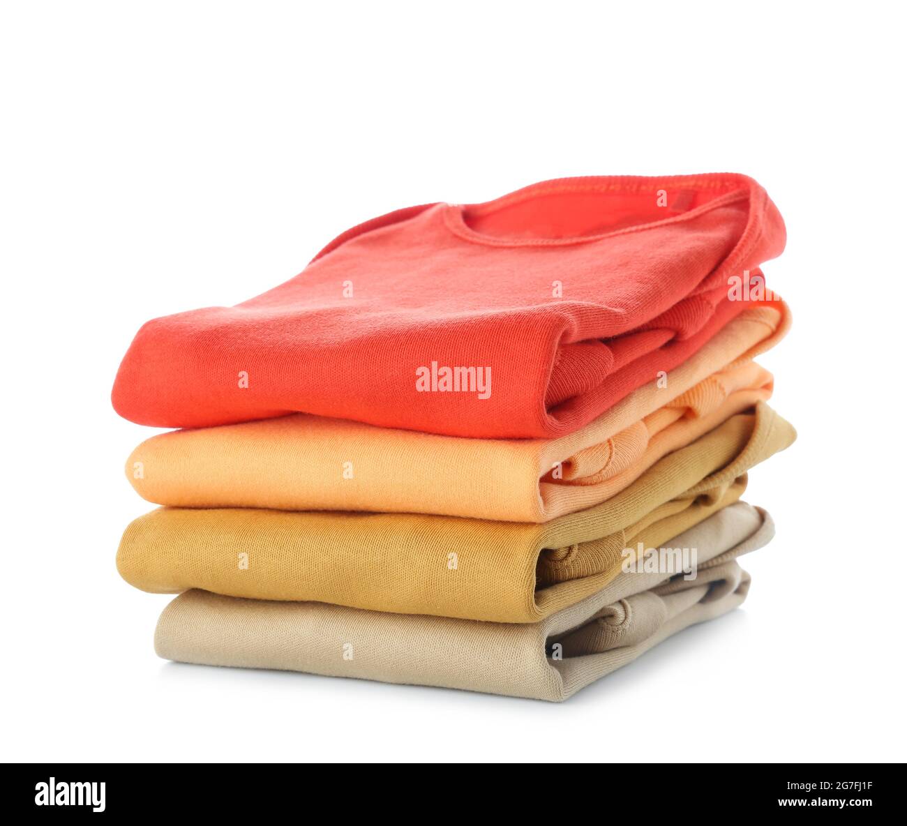 Stack of baby clothes on white background Stock Photo - Alamy