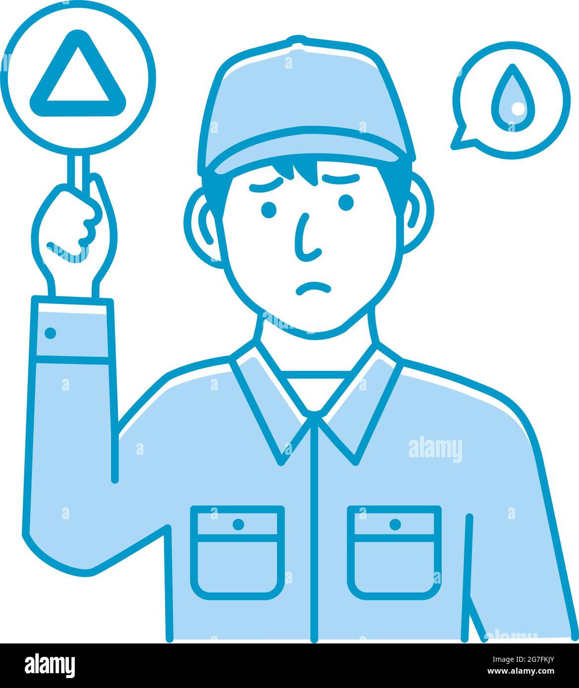Blue collar worker showing placard vector illustration Stock Vector ...