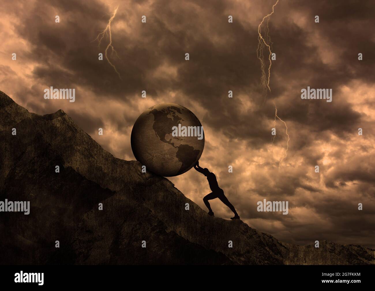 Sisyphus pushing boulder hi-res stock photography and images - Alamy