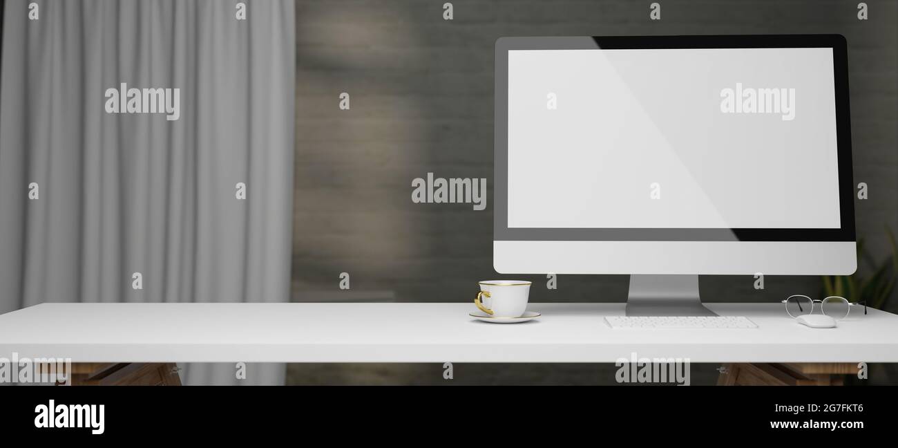 Computer monitor in empty screen with copy space for product display on ...