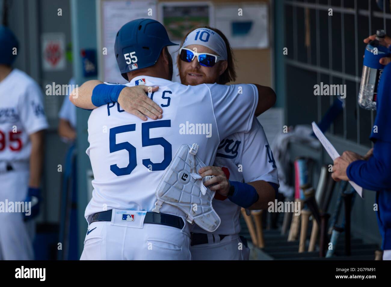 Los Angeles Dodgers third basemen Justin Turner (10) and Los Angeles ...
