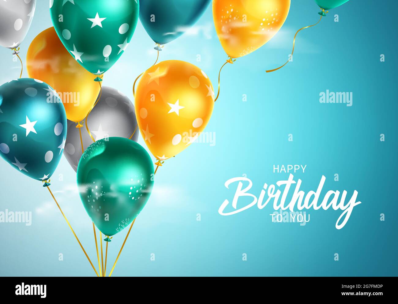Birthday flying balloons vector design. Happy birthday to you greeting ...