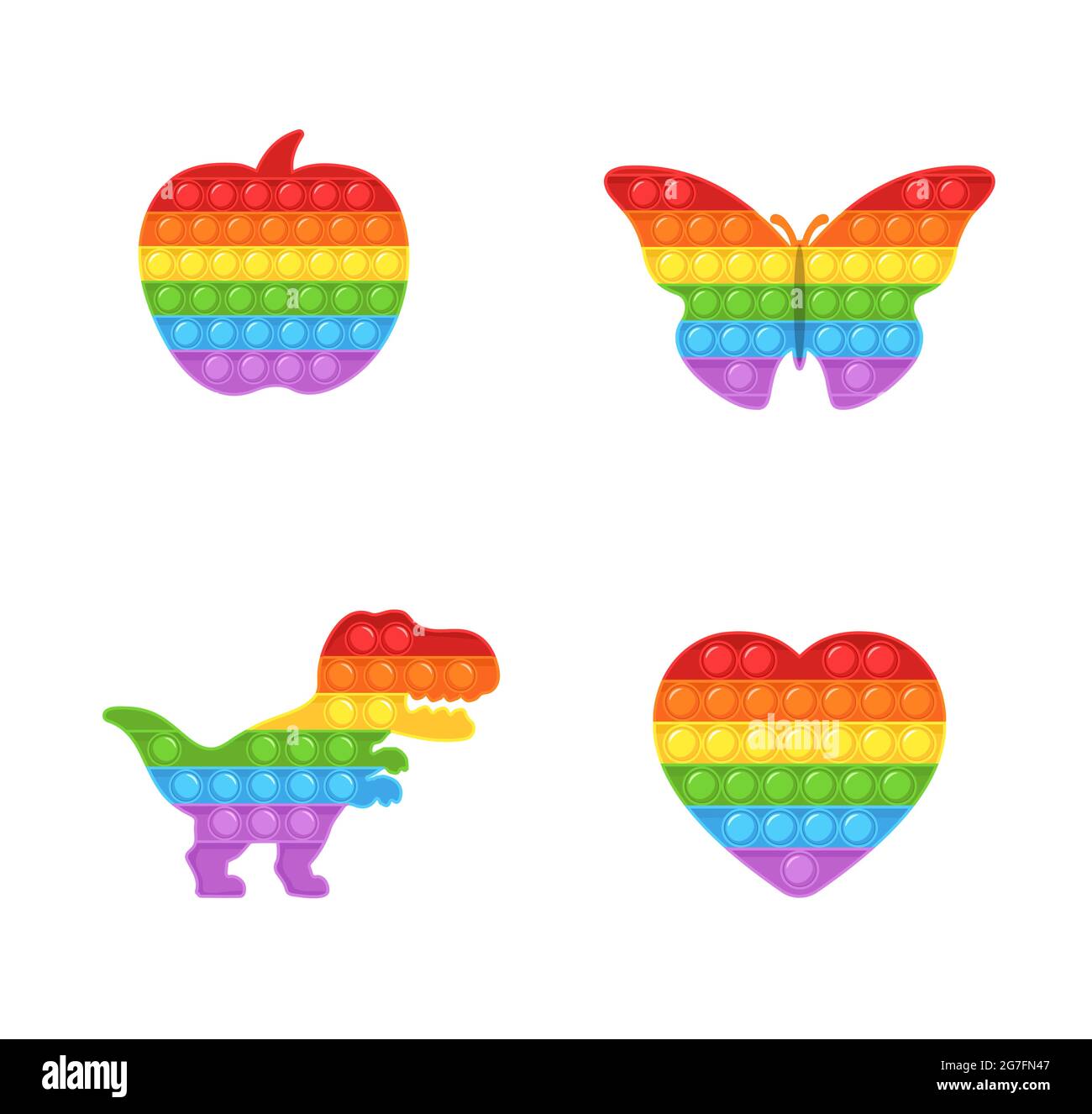 Pop it fidget. Set of trendy sensory playthings. Different shaped ...