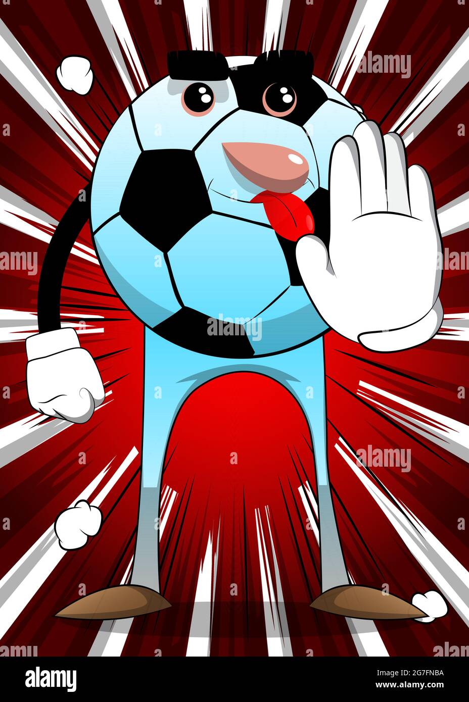 Soccer ball showing deny or refuse hand gesture. Traditional football ...