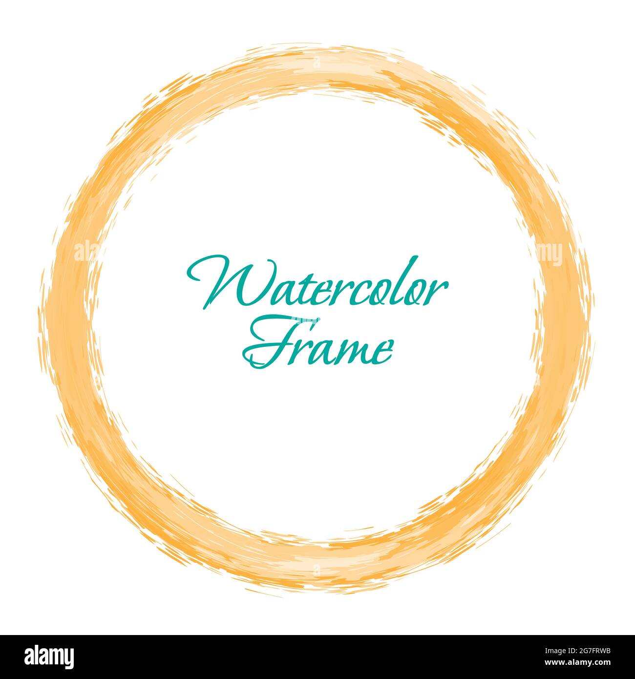 Round orange watercolor frame for postcards, banners, posters and ...