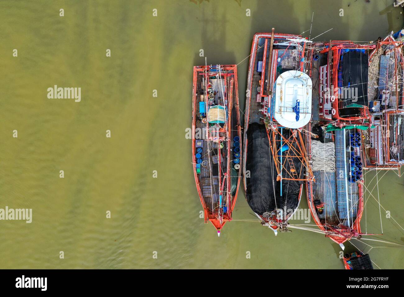 Aerial view of Rayong River and fishing boats in Rayong, Thailand Stock Photo - Alamy