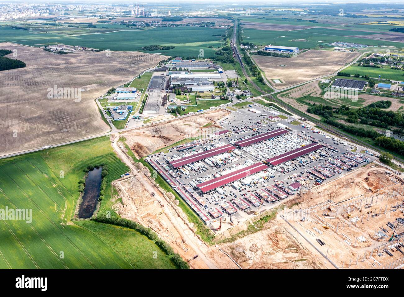 aerial panoramic view of biggest open air farmers market Tabory near ...