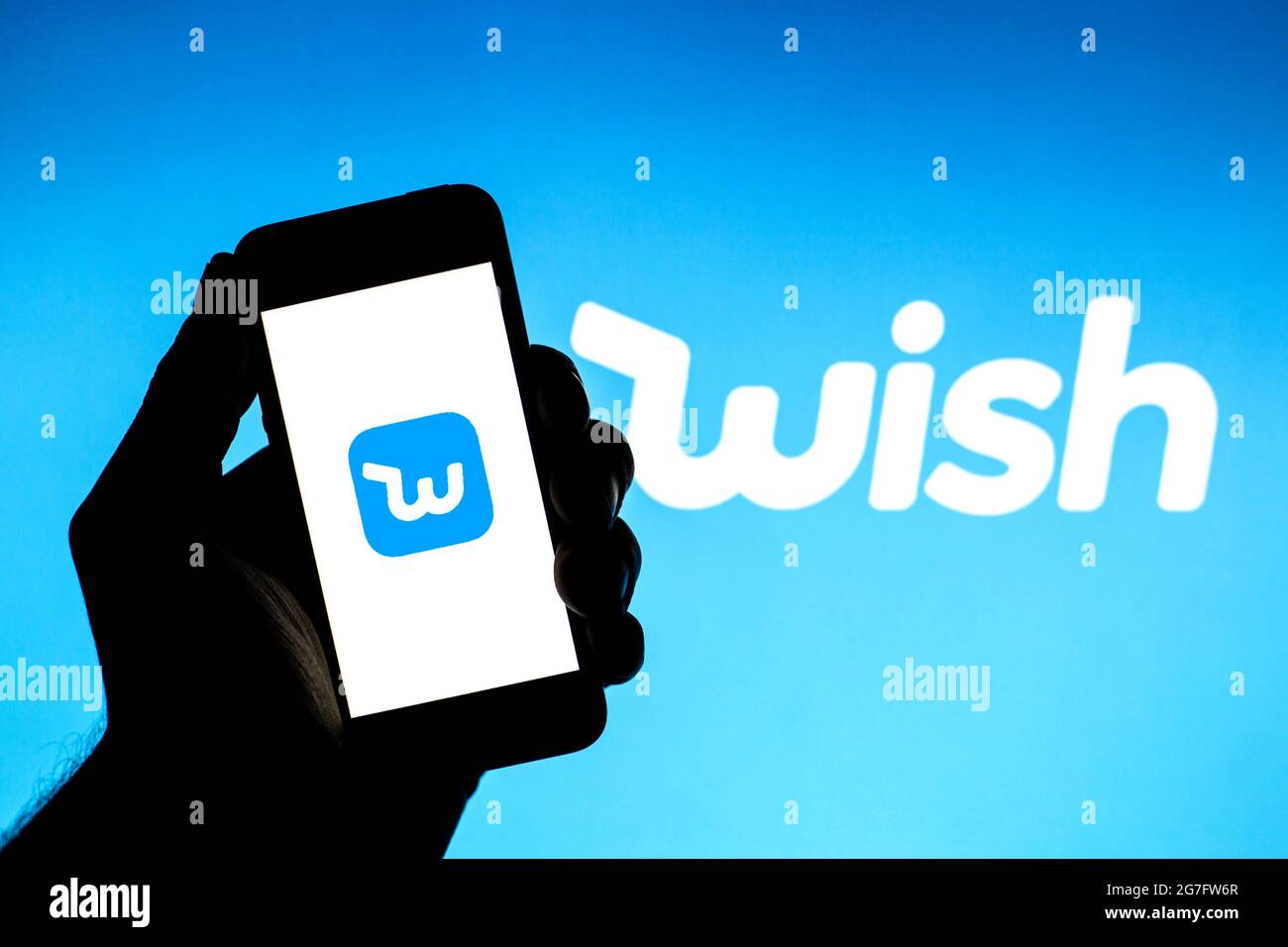 Spain. 8th July, 2021. In this photo illustration the Wish app seen ...