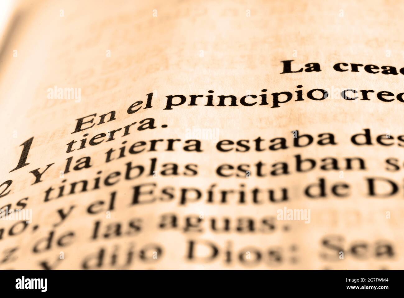Detail of the bible written in Spanish Stock Photo - Alamy
