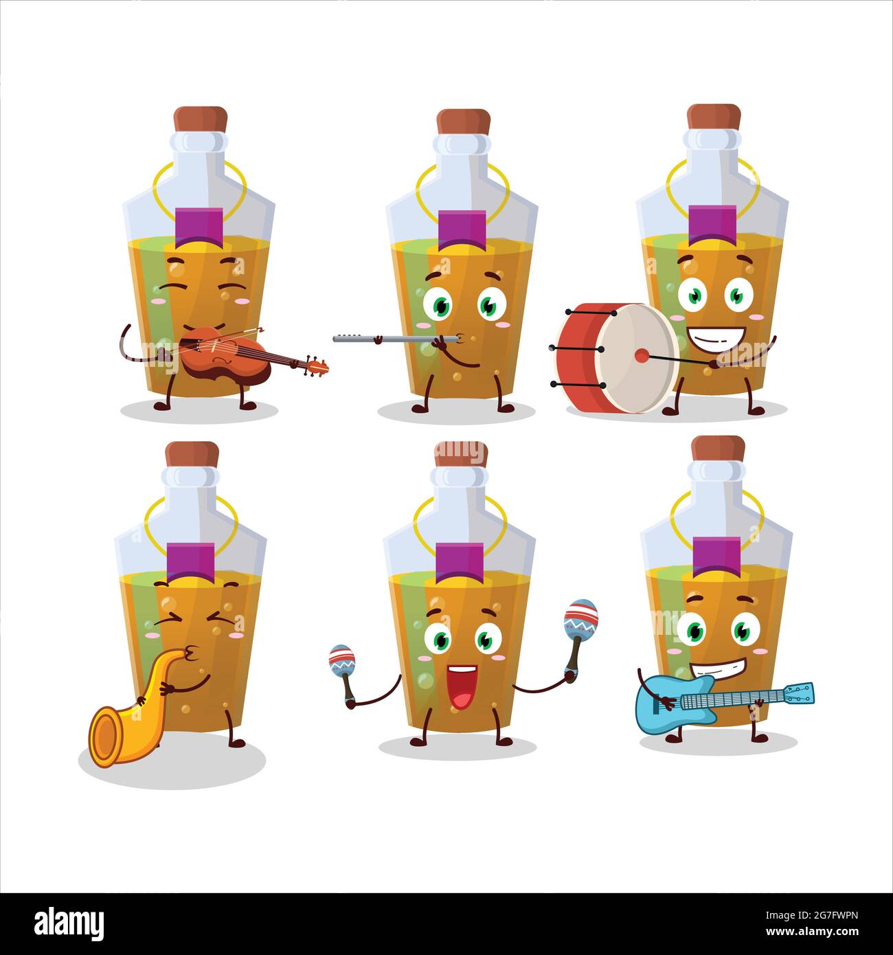 Cartoon character of orange magic potion playing some musical ...